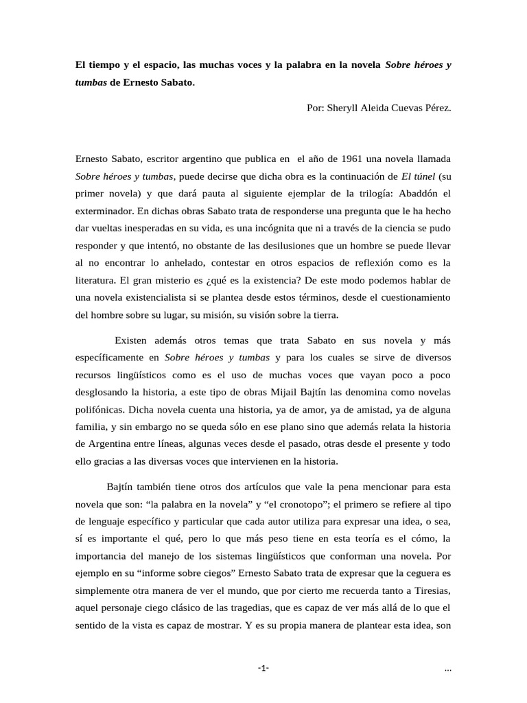 El Tiempo y El Espacio Sobre Héroes y Tumbas | PDF | Novelas