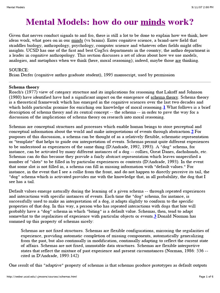 Mental Models Schema Prototypes | PDF | Schema (Psychology) | Cognitive Science