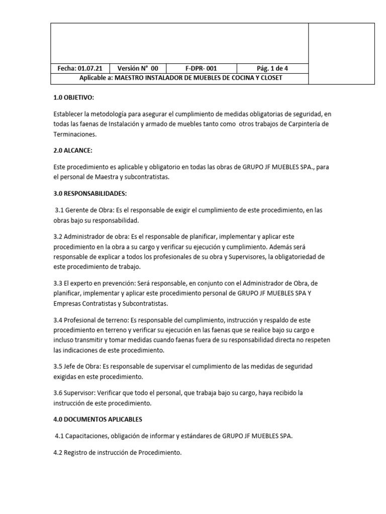 3.-Procedimiento de Trabajo Seguro | PDF