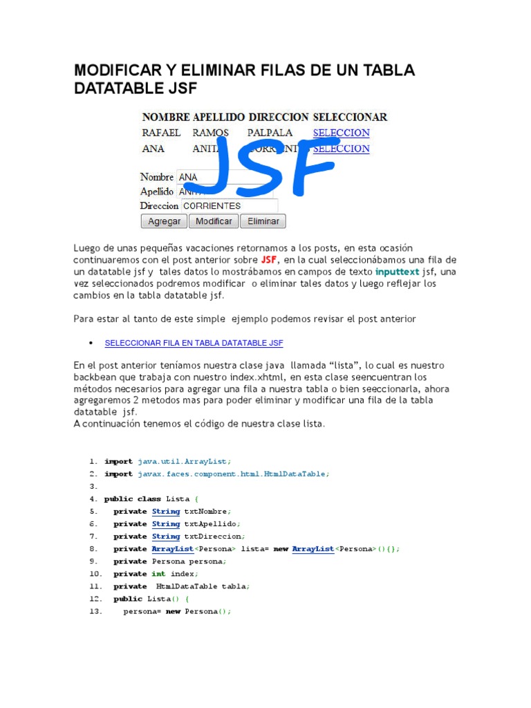 Datatable JSF | PDF