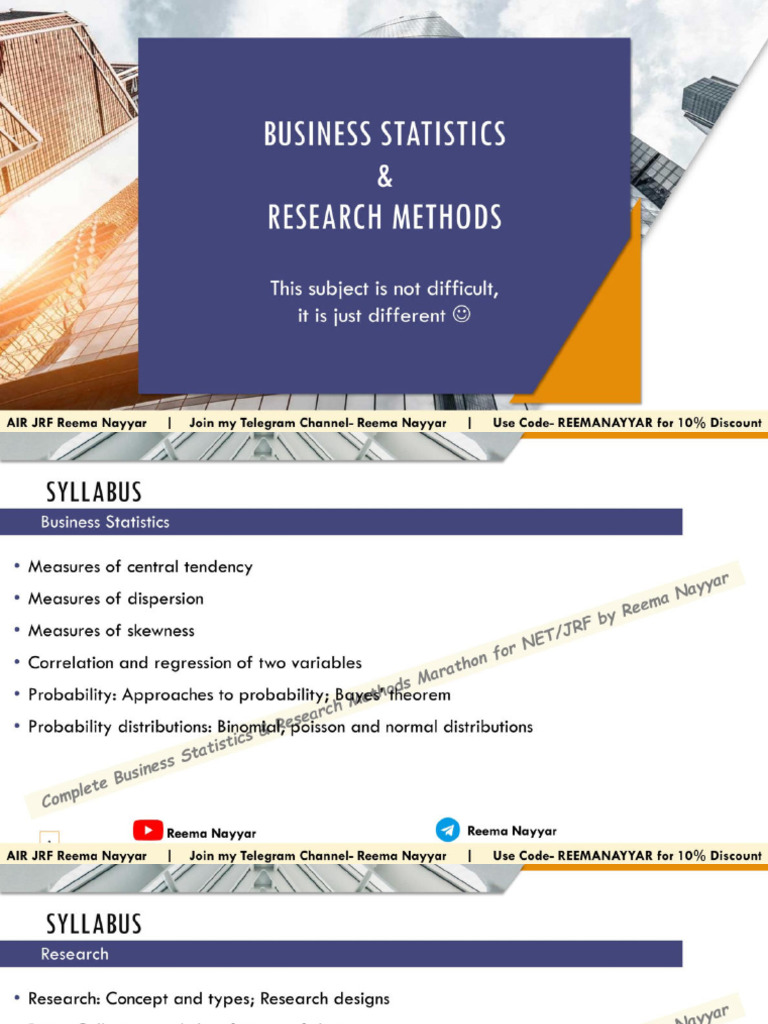 Complete Business Statistics and Research Methods Marathon PDF | PDF