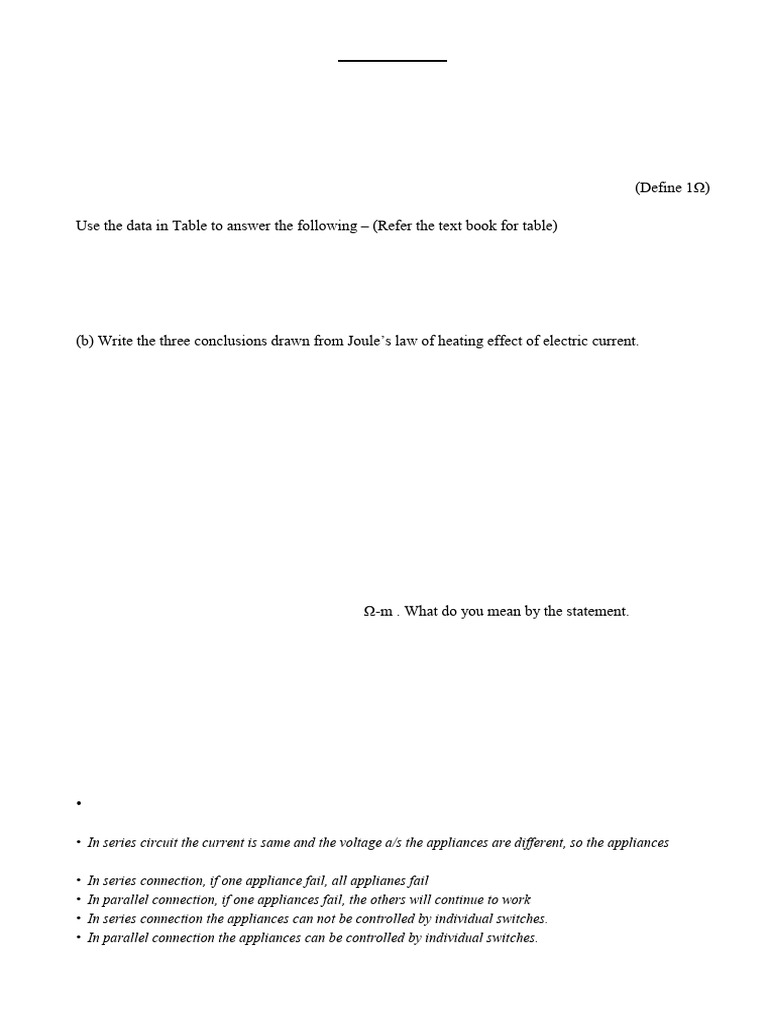 10th STD Science Electricity Revision Questions Eng Version 2019-20 by ...