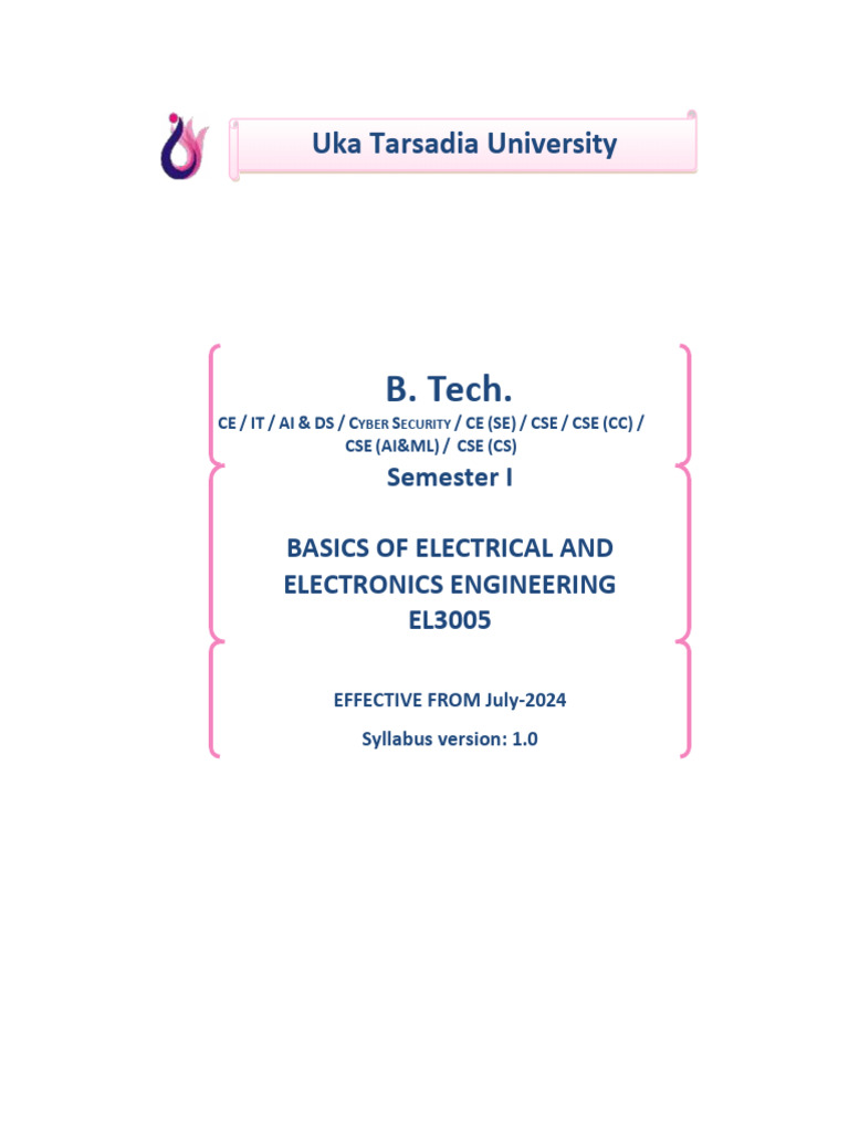 EL3005 - Basics of Electrical and Electronics Engineering | PDF | Rectifier | Diode