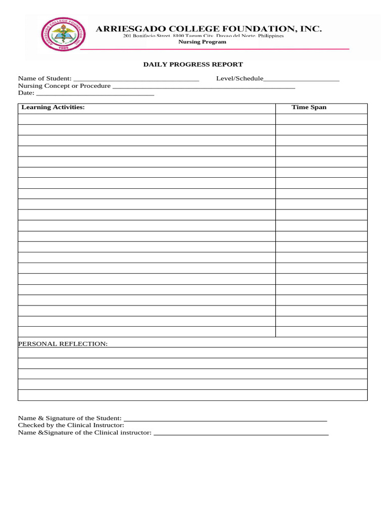 Daily Progress Report Instructions | PDF