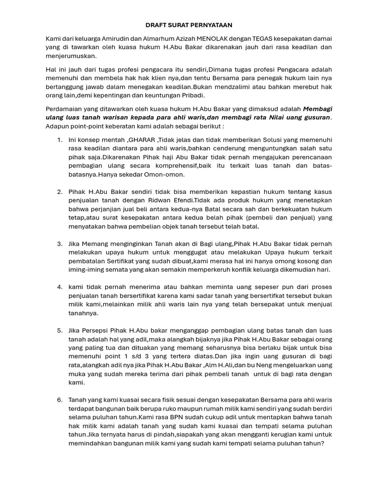 Surat Pernyataan Sikap | PDF