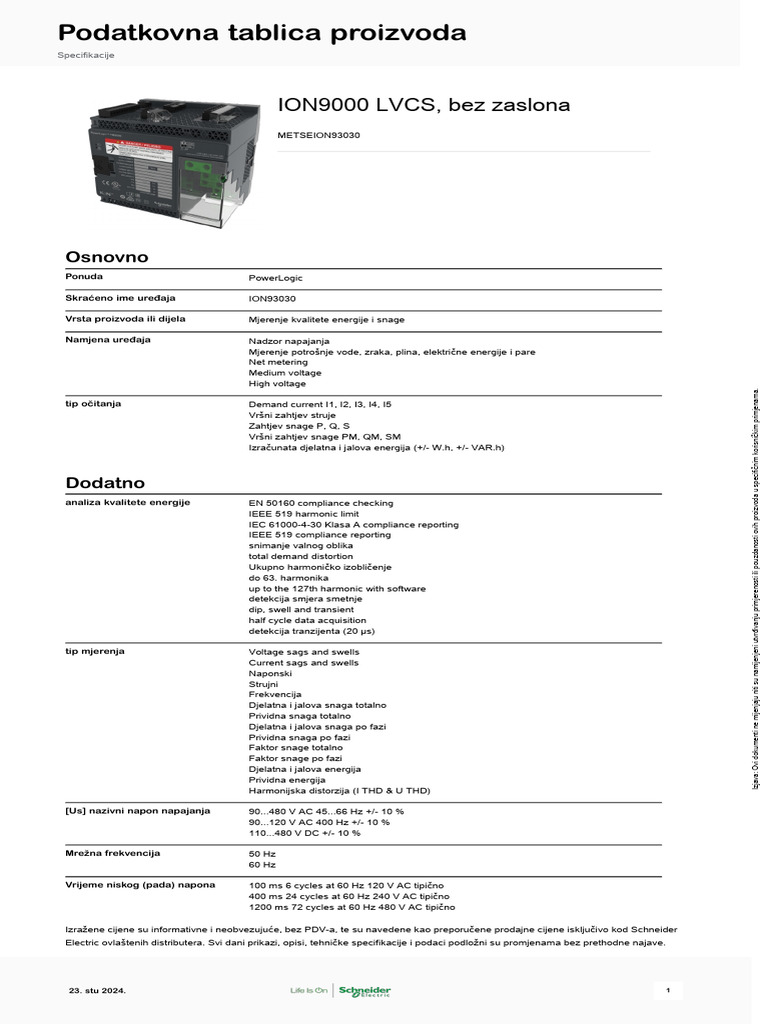 Schneider Electric ION9000 METSEION93030 | PDF