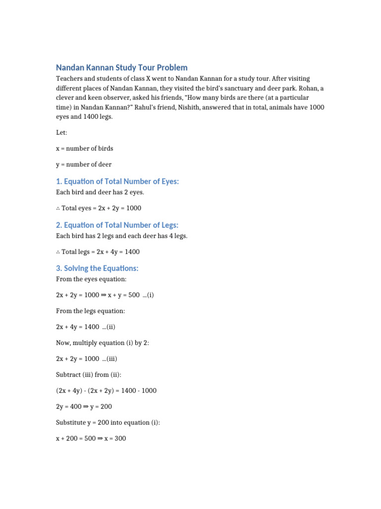 Nandan Kannan Study Tour Solution | PDF