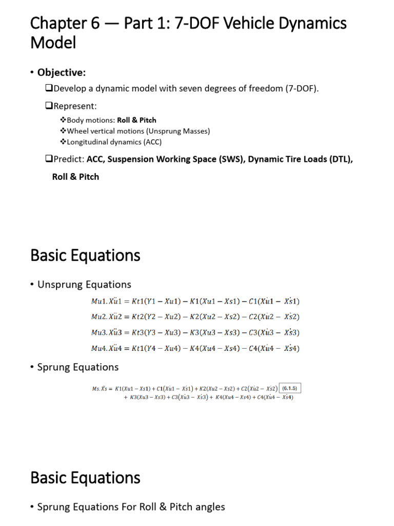 7-DOF Vehicle Dynamics Model Analysis | PDF | Vehicle Technology | Land ...