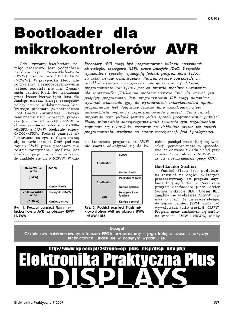 Bootloader Dla Mikrokontrolerów AVR: Bootloadera Read-While-Write No Read-While-Write | PDF