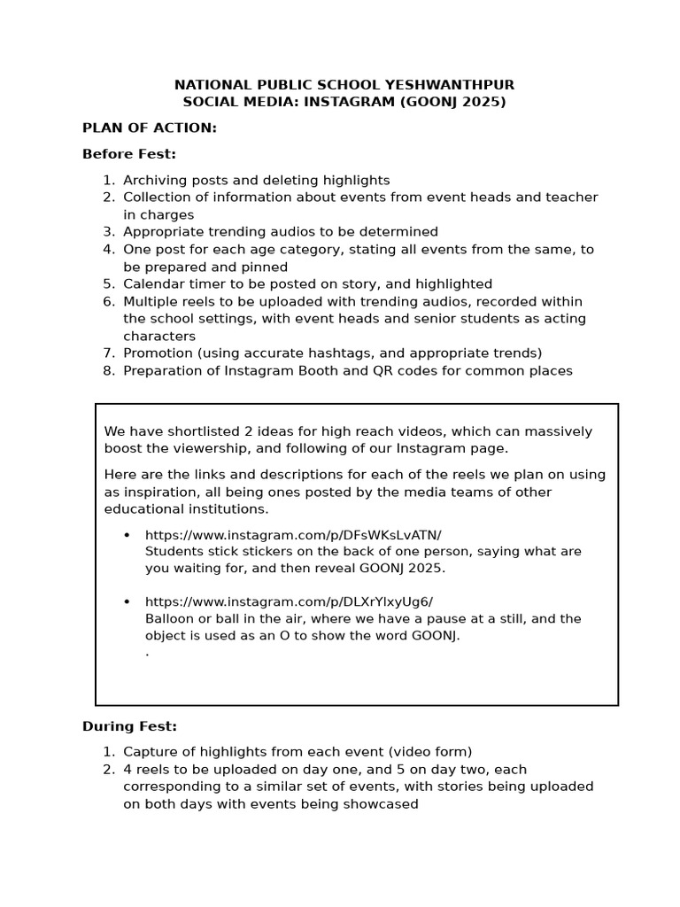 Instagram Plan of Action | PDF