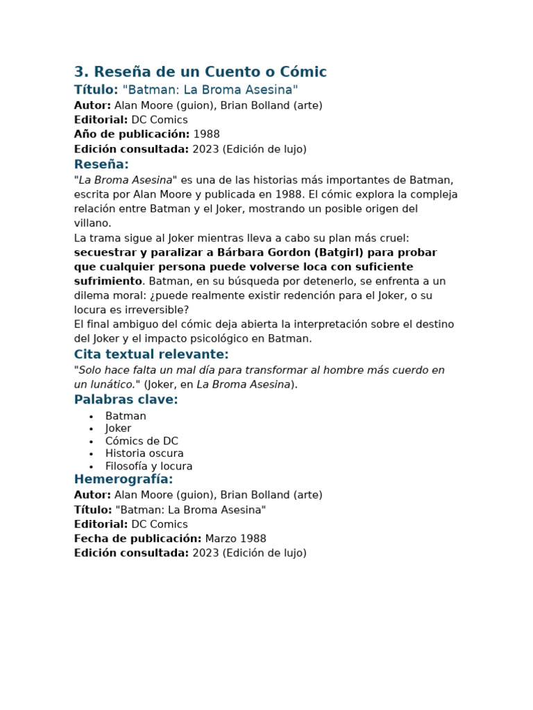Reseña de Pelicula y Comic | PDF