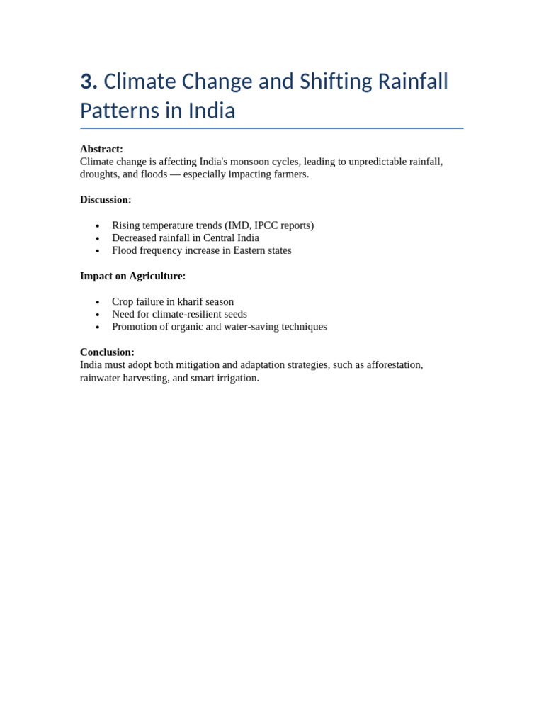 Climate Change and Shifting Rainfall Patterns in India | PDF