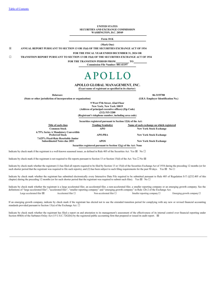 Apollo Global Management 2024 10-K Report | PDF | Internal Rate Of ...