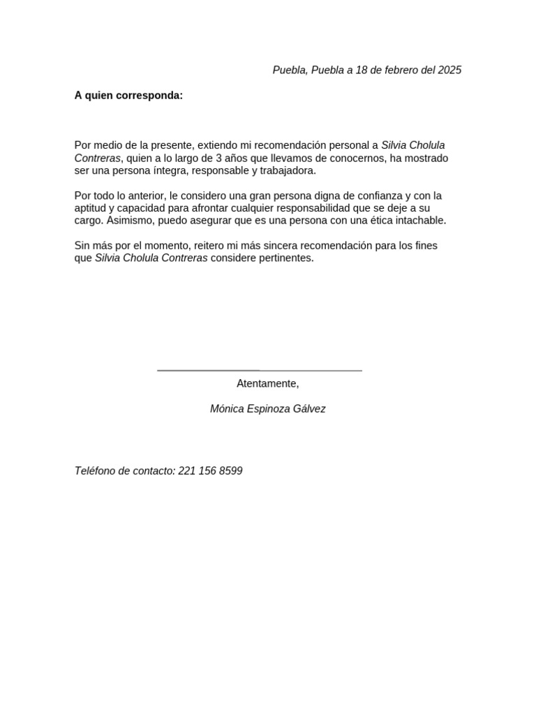Carta de Reco | PDF