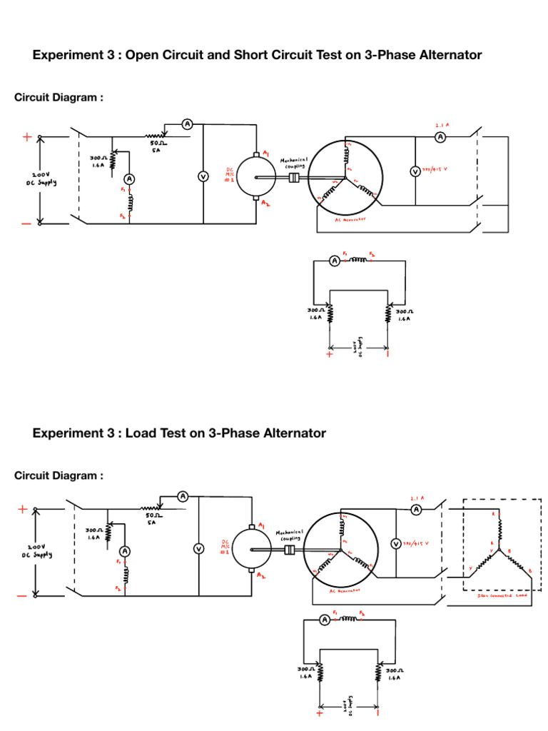 Circuit Diagrams For Experiment 3 Alternator | PDF
