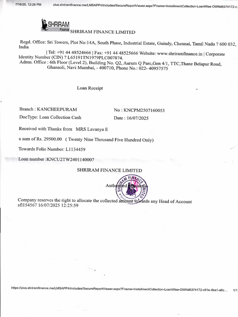 Lavanya Loan Closure Proof 1 | PDF