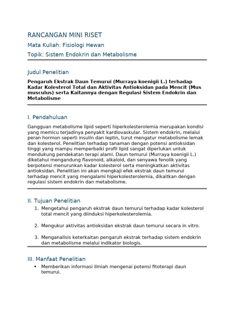 Ekstrak Daun Temurui Turunkan Kolesterol | PDF