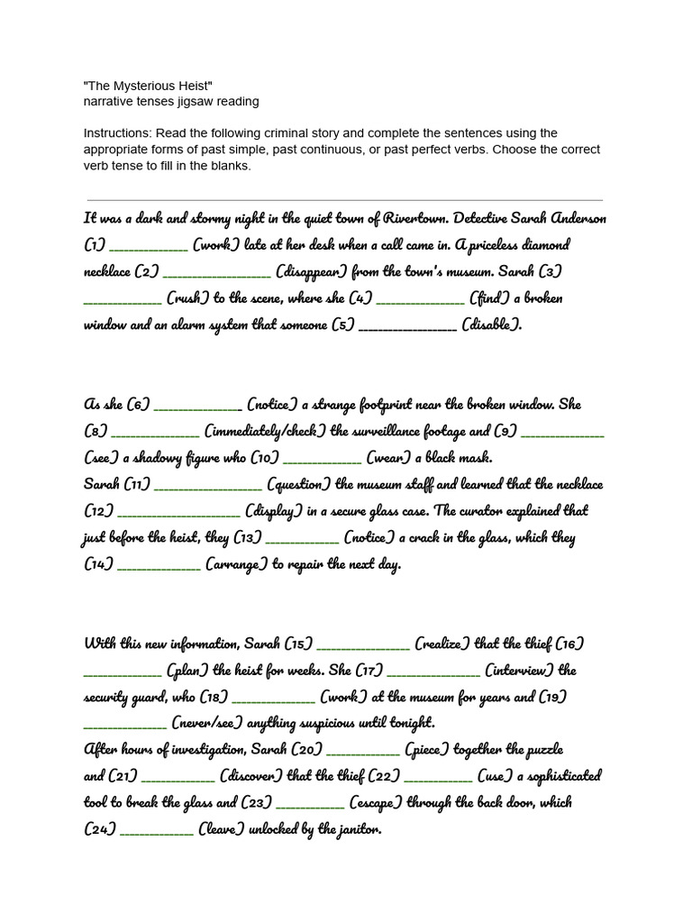 The Mysterious Heist - Teacher | PDF