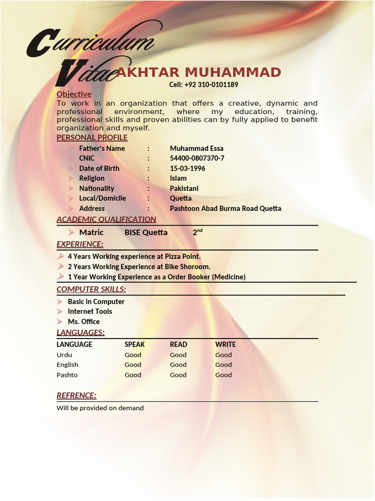 Resume of Akhtar Muhammad | PDF