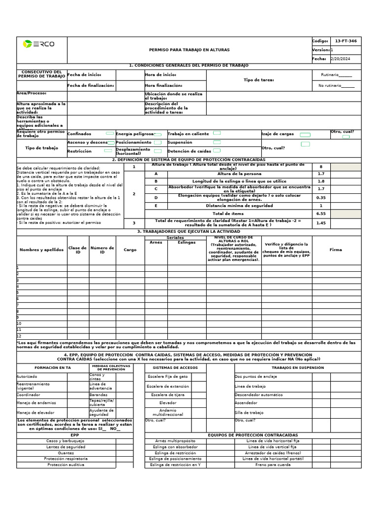13-FT-346 Permiso Alturas Anexo 06 | PDF