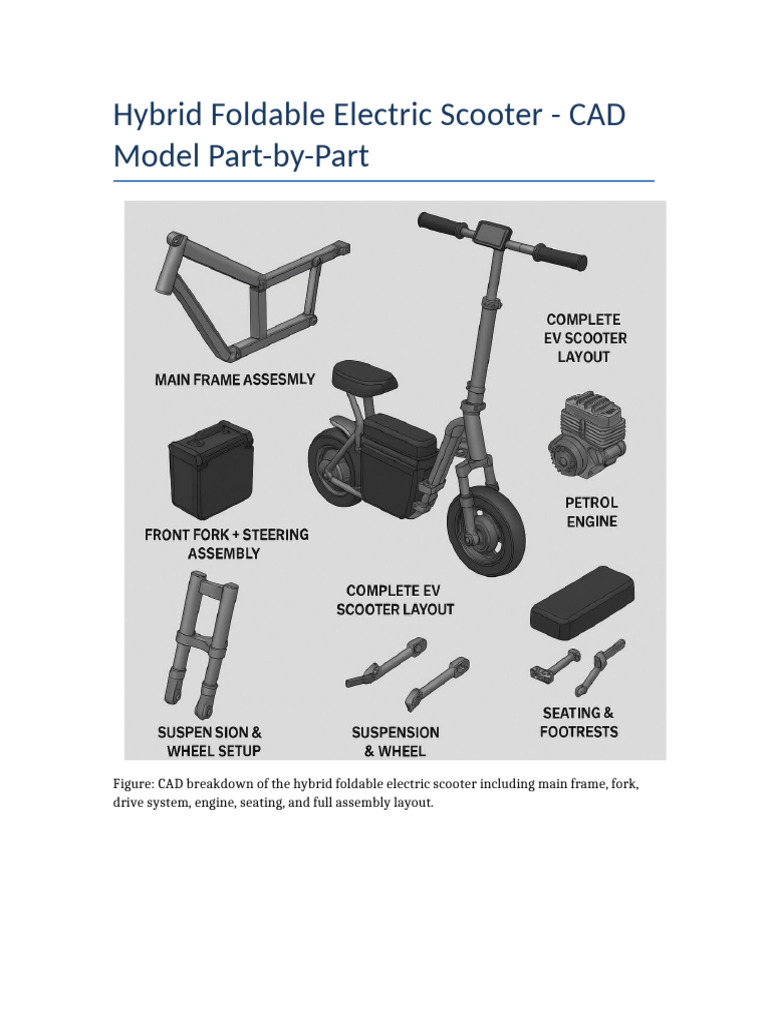 Hybrid Foldable Electric Scooter CAD | PDF