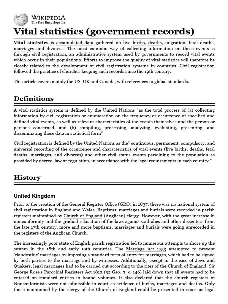Understanding Vital Statistics Systems | PDF | Social Institutions