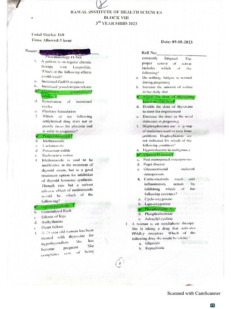 Block 8 2023 Rihs Key | PDF