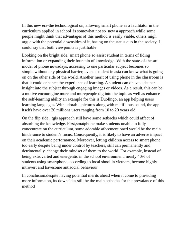 Pros and Cons of Smartphones in Education | PDF