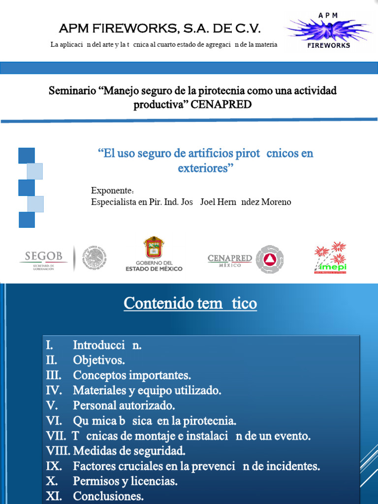 6 Presentaci N Apmfireworks Cenapred 2017 3 | PDF | Pirotécnica | Combustión