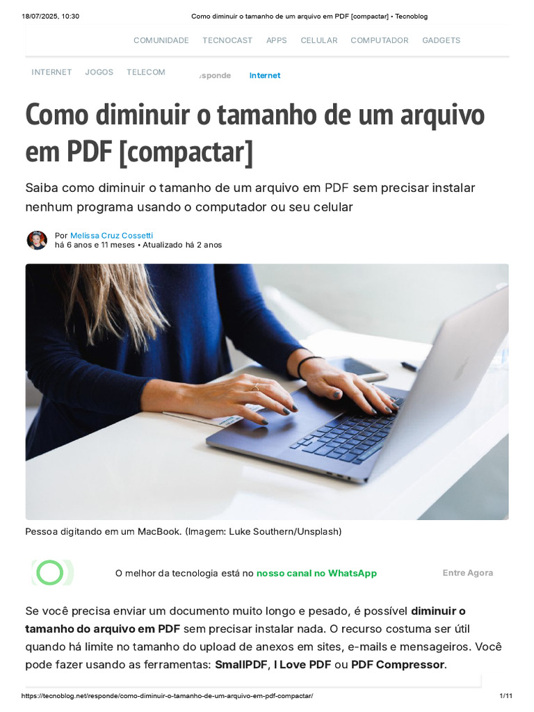 Como Diminuir o Tamanho de Um Arquivo Em PDF [Compactar] • Tecnoblog ...