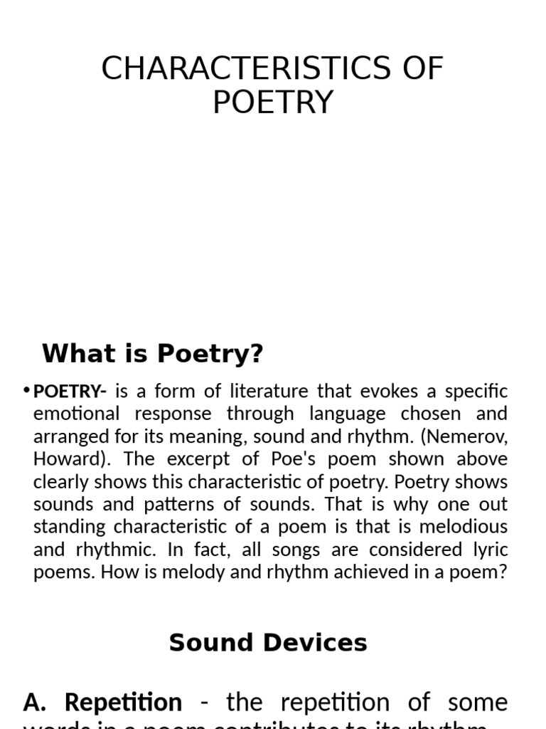 Key Characteristics of Poetry | PDF | Poetry | Metre (Poetry)