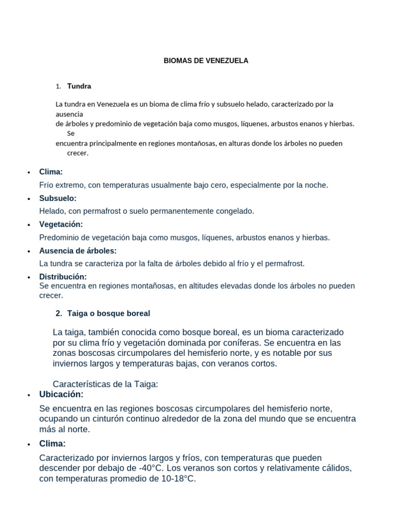 Biomas de Venezuela: Características y Ubicación | PDF | Clima templado ...