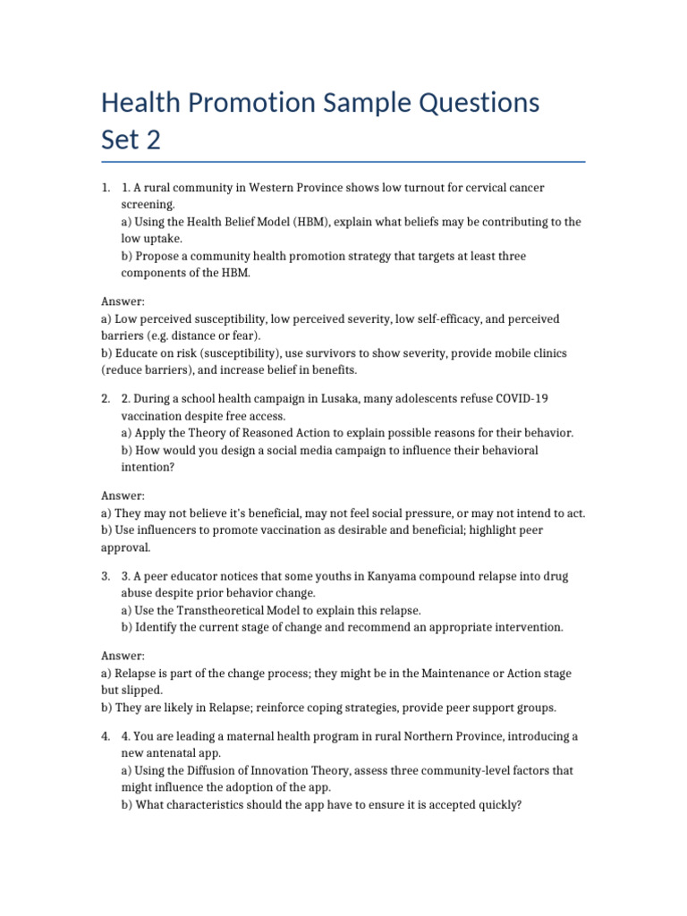 Health Promotion Strategies and Theories | PDF | Psychological Concepts ...