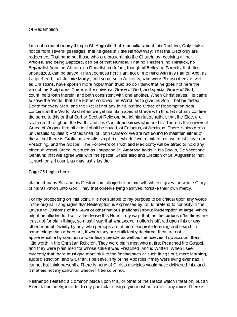 John Humfrey - On Redemption | PDF | Salvation | Grace In Christianity