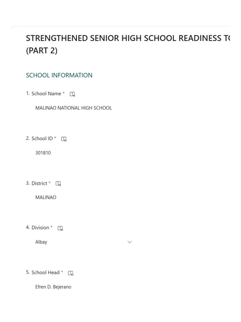 Strengthened Senior High School Readiness Tool (Part 2) | PDF