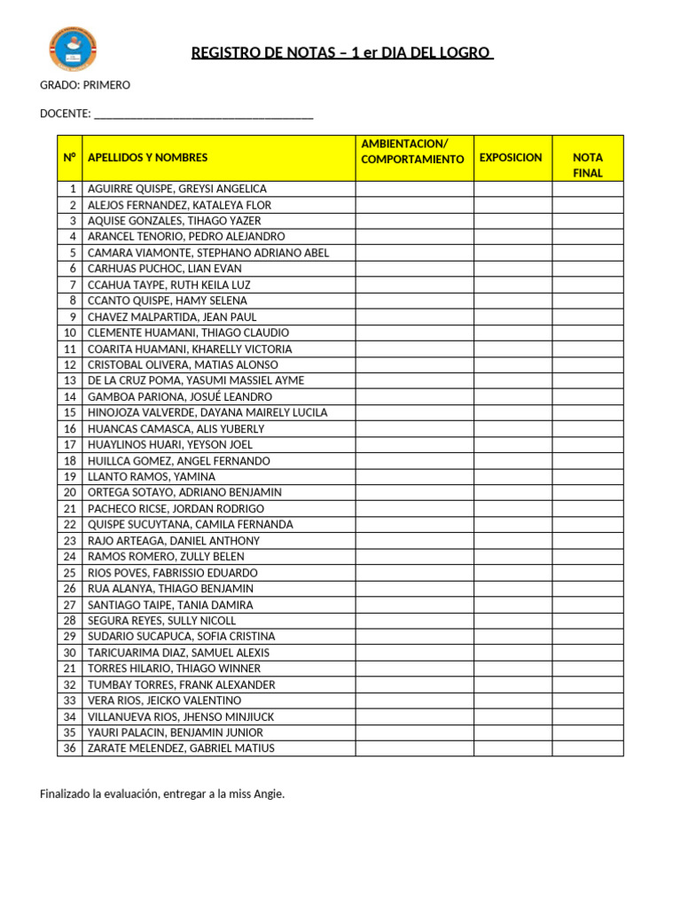 Registro de Notas - Kaori Camasca | PDF
