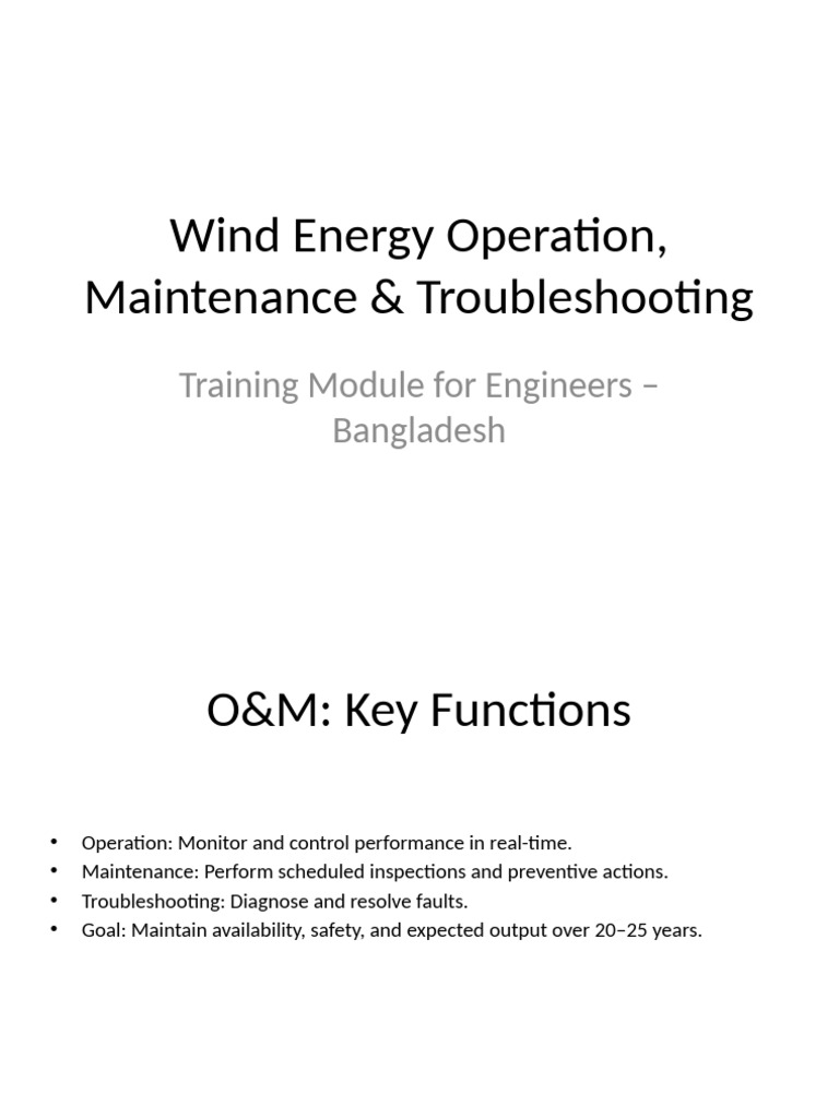 Wind Energy Training O&M Partial | PDF
