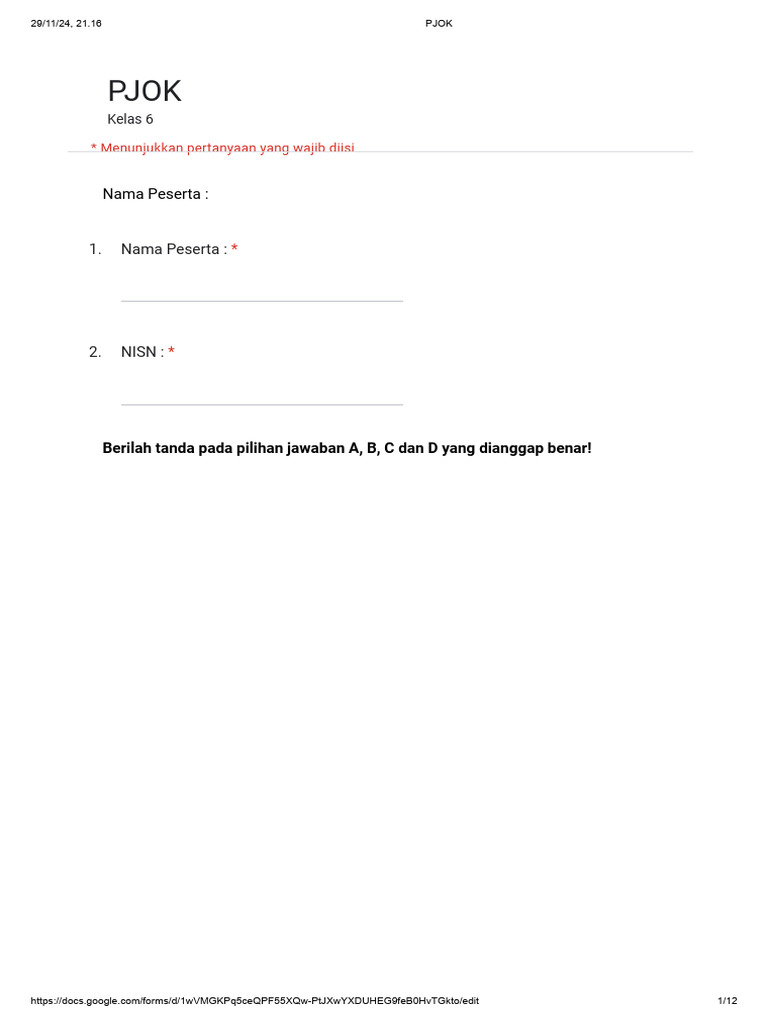PJOK 6 - Google Formulir | PDF