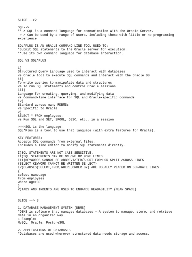 Slides | PDF | Databases | Sql