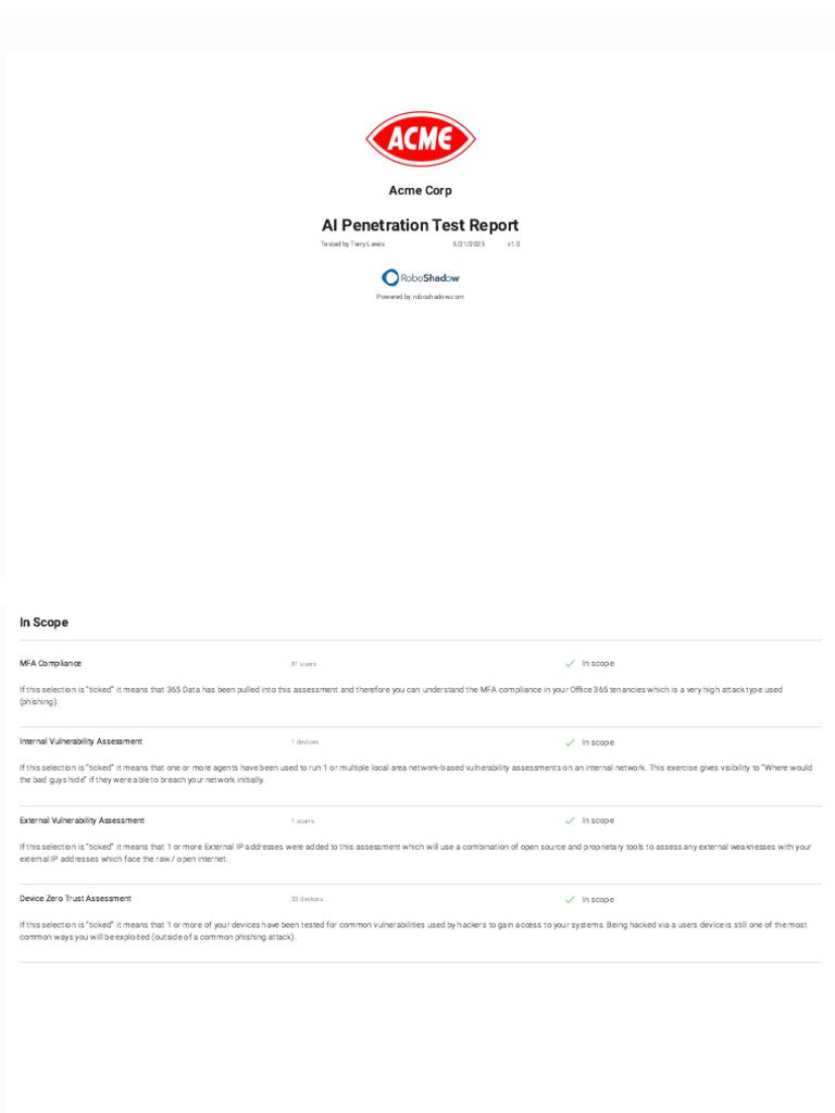 AI Penetration Test Example by RoboShadow | PDF | Computer Security ...