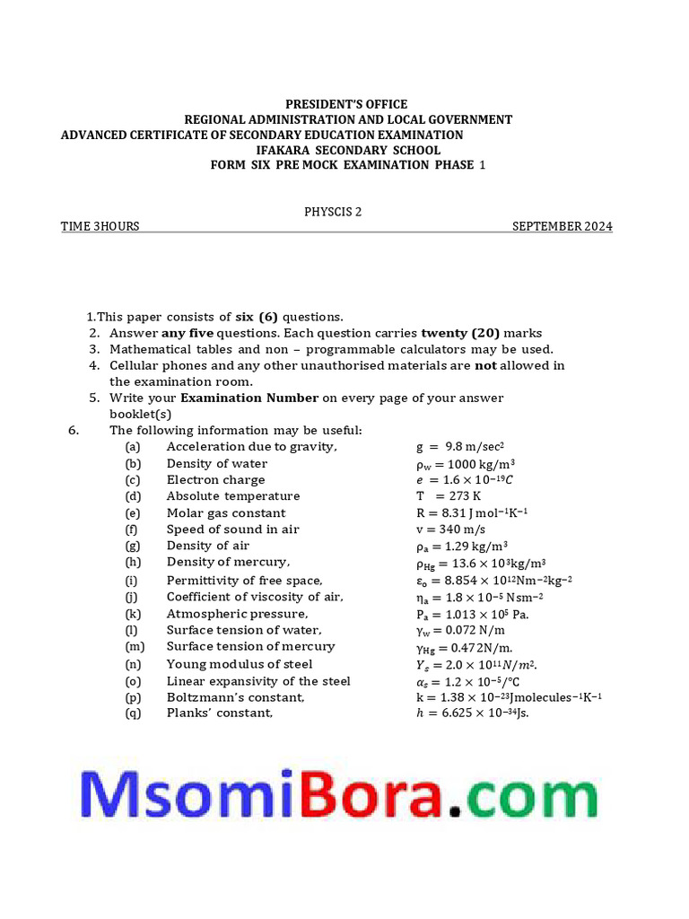 Physics 2 - Exam N Answers | PDF | Atoms | Waves