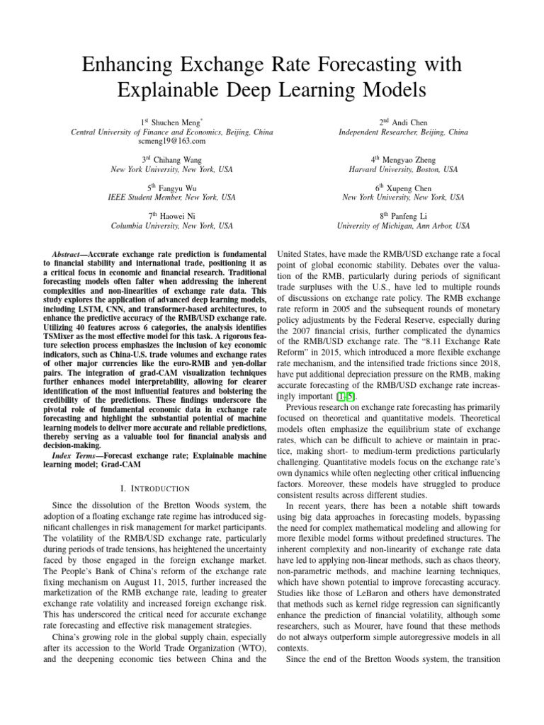 Enhancing Exchange Rate Forecasting With Explainable Deep Learning Models | PDF | Forecasting ...