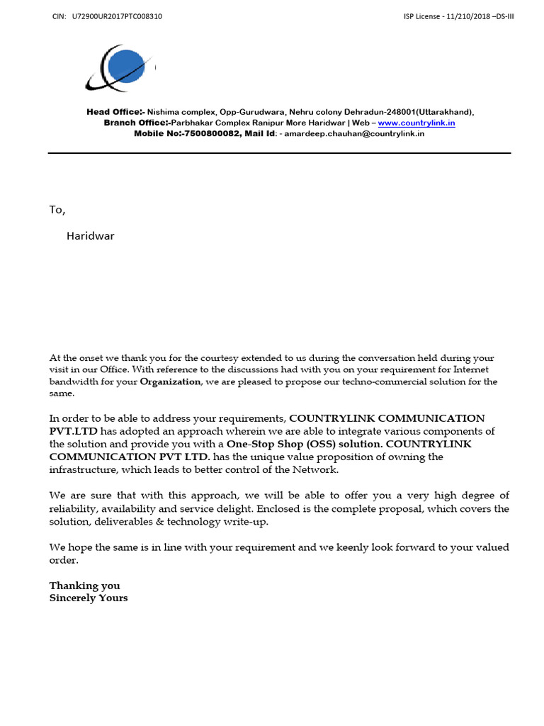 Proposal For Wifi Arjun Hotel | PDF | Internet Service Provider | Internet