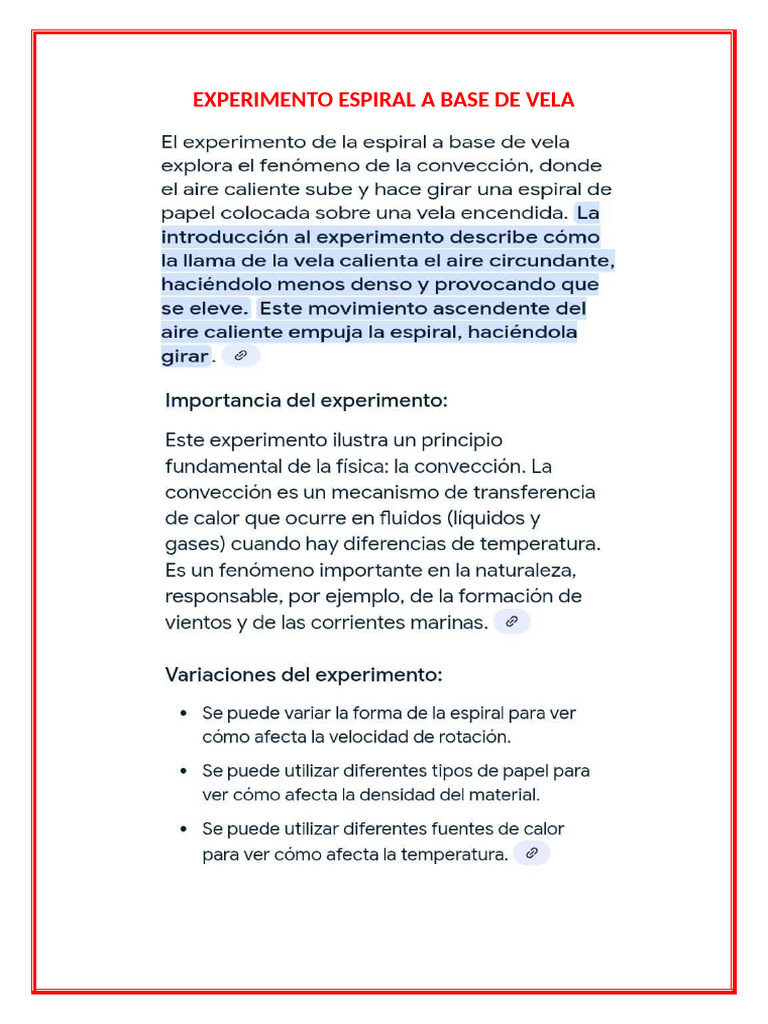 Experimento Espiral A Base de Vela | PDF