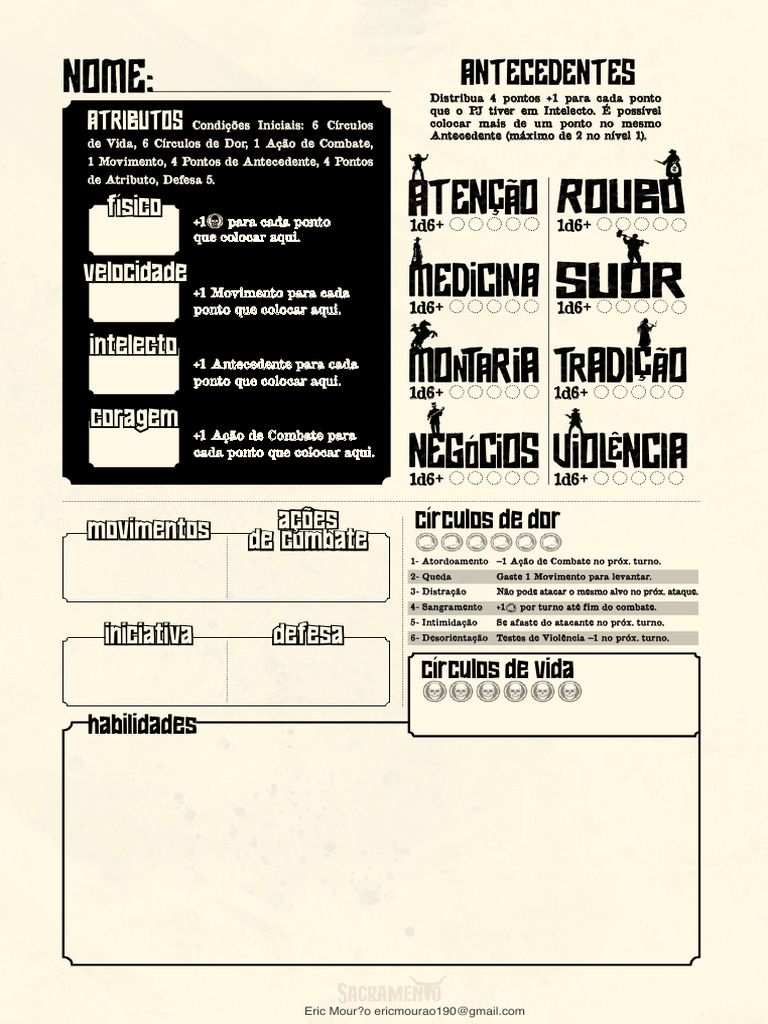 Sacramento RPG Ficha de Personagem em Cores Aeuokz Comprimido | PDF