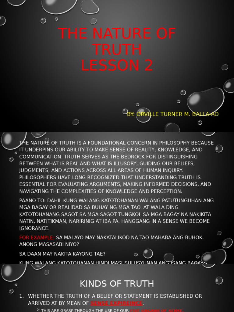 The Nature of Truth Lesson 2 Phil. | PDF | Truth | Knowledge