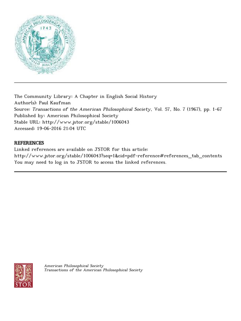 2016 the Community Library - a Chapter in English Social History ...