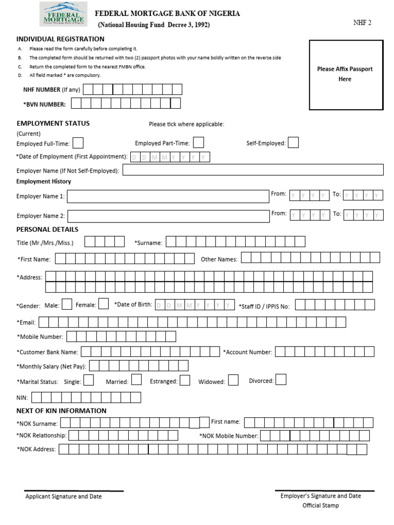 FMBN Individual Registration Form Guide | PDF | Government And Personhood