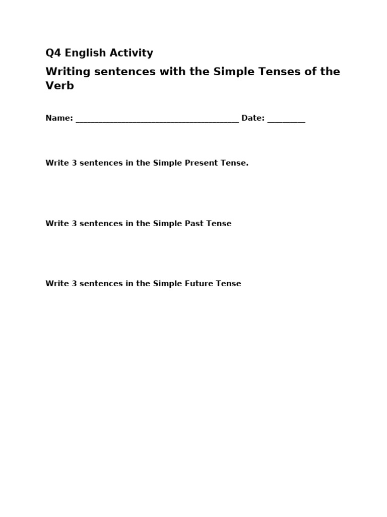Simple Tense Verb Worksheets | PDF