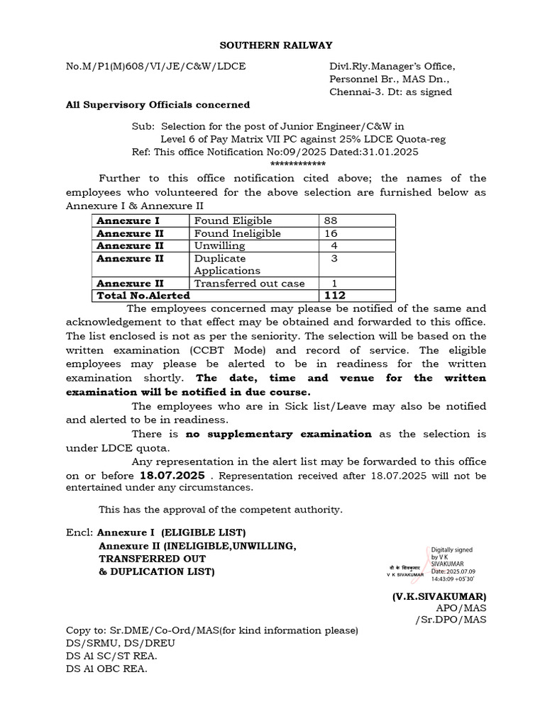 Je CW Ldce Eligibility List 2025 | PDF